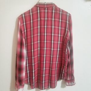 Garage | Tops | Garage Redblack Plaid Boyfriend Style Button Up | Poshmark
